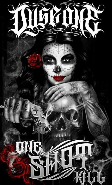 One Shot Lowrider Art Skull Art Chicano Art