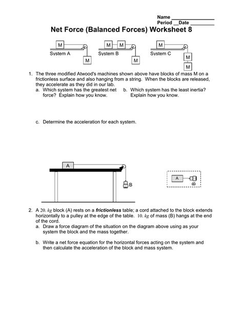 Net Force Worksheet Answers E Streetlight Com