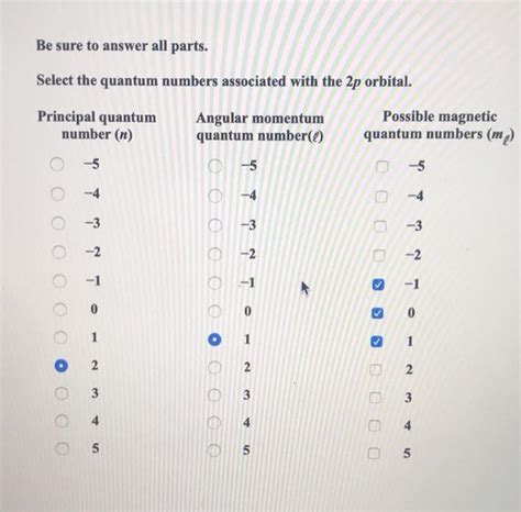 Solved Be Sure To Answer All Parts Select The Quantum