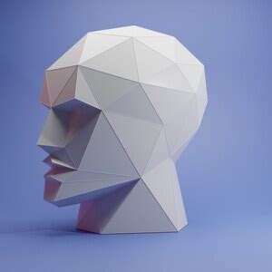 Geometric Human Face Papercraft Low Poly Sculpture Pdf Pattern Etsy