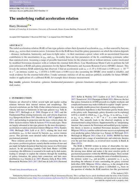 Pdf The Underlying Radial Acceleration Relation