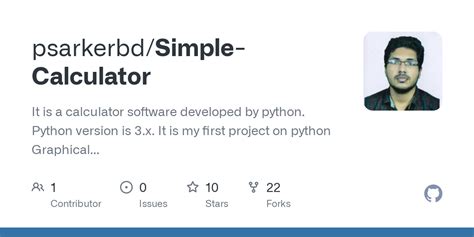 GitHub Psarkerbd Simple Calculator It Is A Calculator Software Developed By Python Python