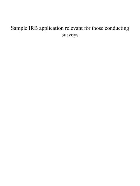 Sample Irb Application Relevant For Those Conducting Surveys Fill Out