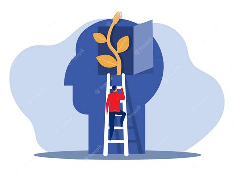 성장 마인드셋 성공 개념 벡터 일러스트레이터를 위한 계단을 오르는 사업가 프리미엄 벡터