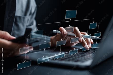 Businessman Planning Process Management Workflow Step Scheme Of Hierarchy Management Of