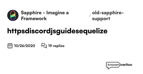 Discordjsguidesequelize Sapphire Imagine A Framework