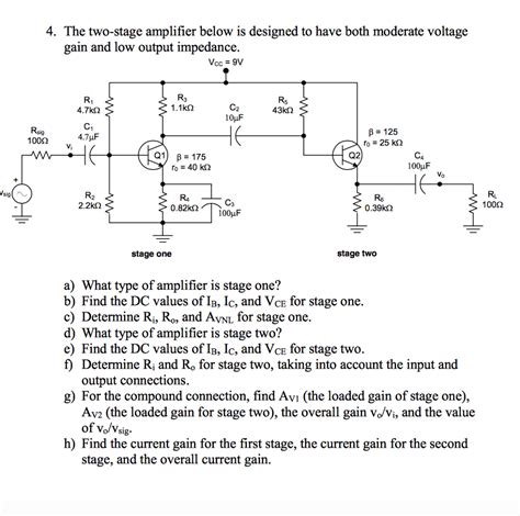 solved he two stage amplifier below is designed to have both