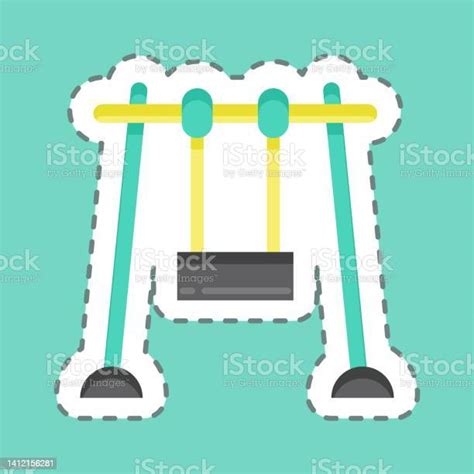 스티커 라인 컷 스윙 시티 파크 기호에 적합합니다 편집 가능한 간단한 디자인 디자인 템플릿 벡터 간단한 그림 0명에 대한 스톡