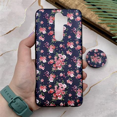 قاب گوشی Redmi Note 8 Pro شیائومی ژله ای پاپ سوکت دار طرح برجسته فانتزی گل کد 87415 قاب سنتر