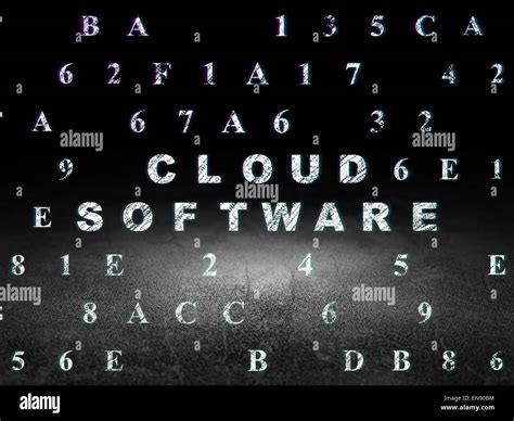 cloud technology concept cloud software in grunge dark room stock