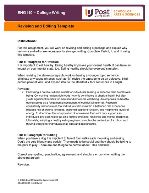 Eng110 Unit 6 Assignment Revising And Editing Guide Studocu