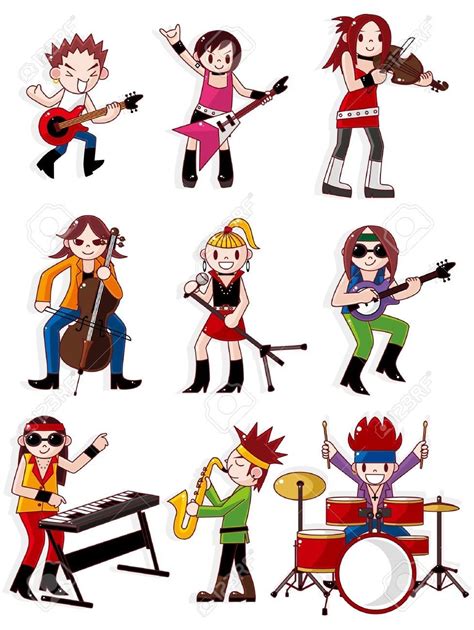 Cartoon Rock Band Icon Vector Drawing Caricaturas Camisas Dibujos