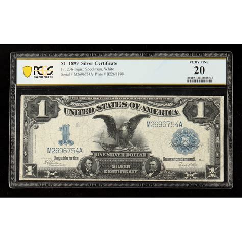 1899 Us 1 Black Eagle Silver Certificate Fr 236 Signed