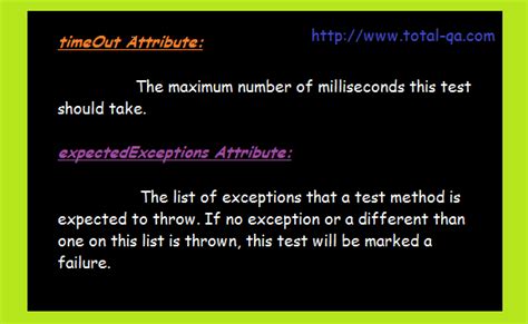 Test Attributes Timeoutexpectedexceptionsinvocationcount Attributes