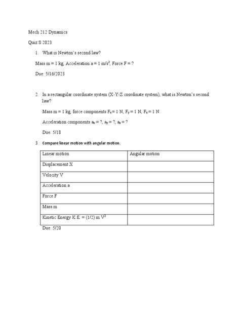 S 2023 Mech 212 Dynamics Quiz Pdf S 2023 Mech 212 Dynamics Quiz Pdf