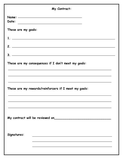 Behavior Contract Template Elementary Behavior Contract Example