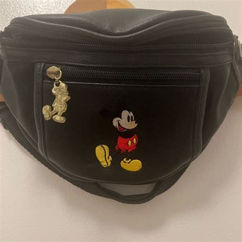 Disney Bags Vintage Leather Black Mickey Mouse Waist Fanny Pack