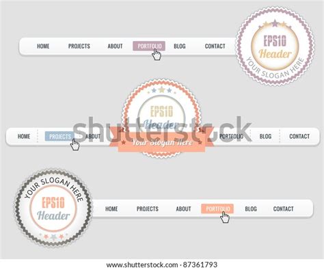 Web Elements Vector Header Navigation Templates Stock Vector Royalty