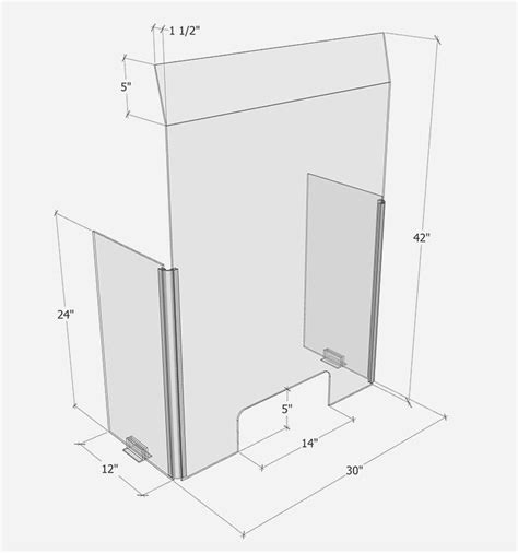 30 X 42 Acrylic Shield Plexiglass Sneeze Guard Barrier Wangled Top