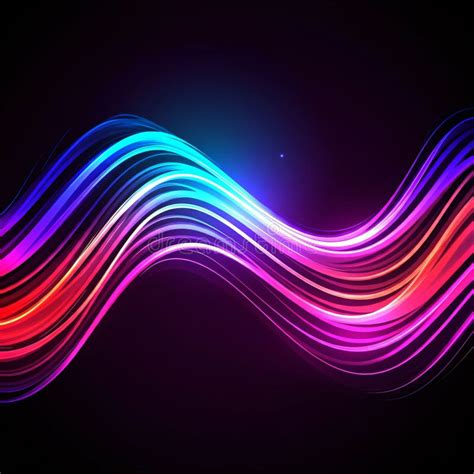 Ai Generated Illustration Of Abstract Neon Light Waves On A Dark