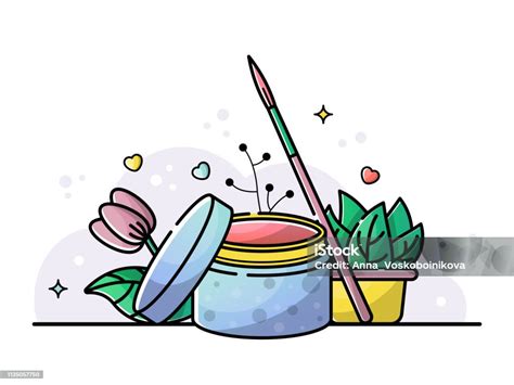 네일 살롱과 매니큐어 도구 젤 페인트와 손톱에 그림에 대 한 브러시 식물 요소와 선형 스타일의 벡터 평면 그림 0명에 대한 스톡 벡터 아트 및 기타 이미지 Istock