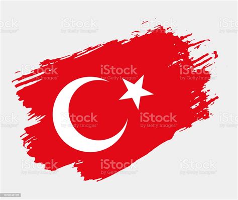 흰색 배경에 격리된 터키의 예술적 그런지 브러시 깃발 국가 국기의 우아한 질감 0명에 대한 스톡 벡터 아트 및 기타 이미지 0명 개념 개념과 주제 Istock