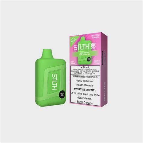 Stlth 8k Pro Disposable Green Apple Ice 14ml 8000 Puffs 20mg Puff
