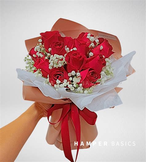 Ruby Rose Flower Bouquet Hamper Basics