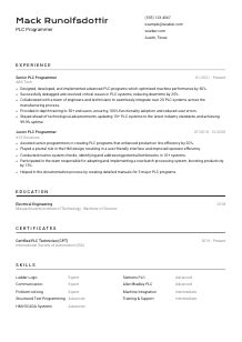 PLC Programmer Resume Example