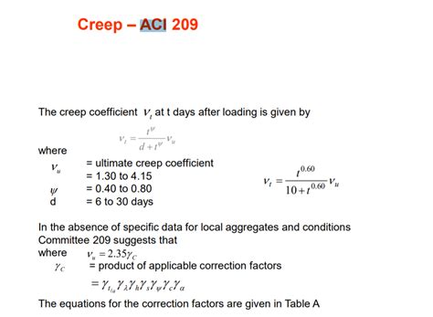 Solved 1 Use The Aci 209 Expressions For Creep And Shrinkage