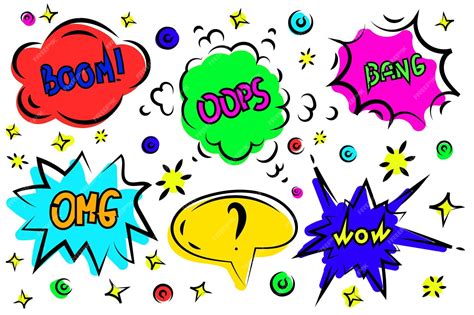 Premium Vector | Comic speech bubble set with text boom oops sound expression of emotion bang ...