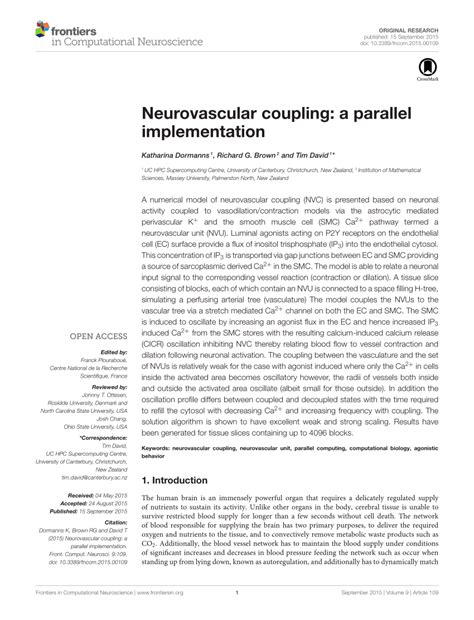 Pdf Neurovascular Coupling A Parallel Implementation