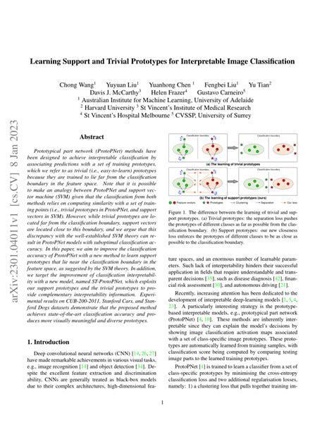Pdf Learning Support And Trivial Prototypes For Interpretable Image Classification