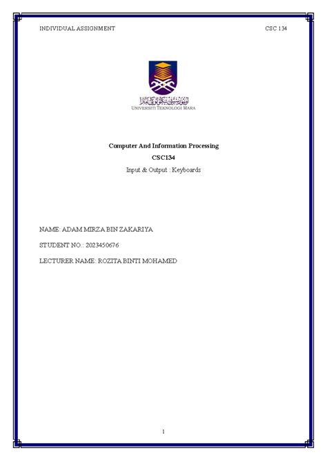 CSC134 INDIVIDUAL - Computer And Information Processing CSC Input ...
