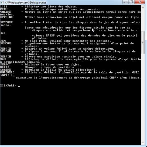 Utilisations Des Commandes Diskpart Dans Windows 10