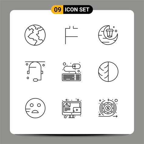 User Interface Pack Of 9 Basic Outlines Of Mouse Accessories