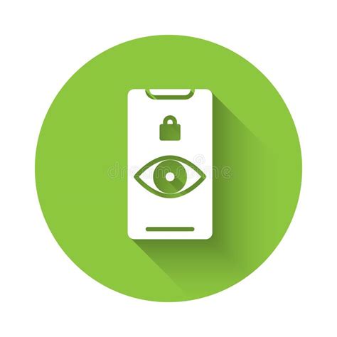 White Eye Scan Icon Isolated With Long Shadow Scanning Eye Security Check Symbol Cyber Eye