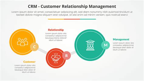 Crm 고객 관계 관리 큰 원이 있는 슬라이드 프레젠테이션을 위한 인포그래픽 개념 플랫 스타일의 3점 목록으로 위아래 타임라인 개념에 대한 스톡 벡터 아트 및 기타 이미지