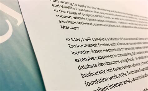 Environmental Science Cover Letter Format