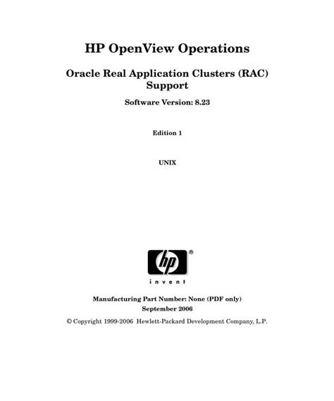 Pdf Hp Openview Operations · Oracle Real Application Clusters Rac Support Specifics Overview
