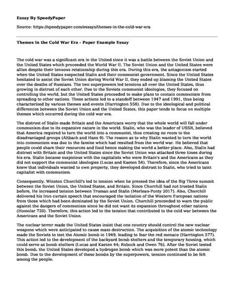 📚 Themes In The Cold War Era Paper Example