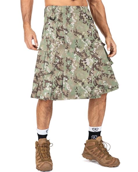 Mens Military Style Kilt Camo Scottish Utility 25 Tactical Kilt