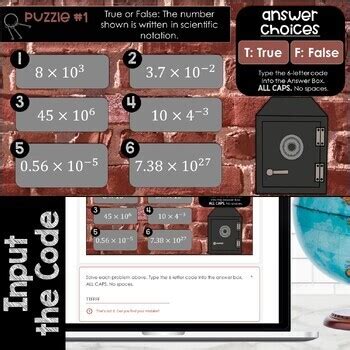 Scientific Notation Standard Form Conversions Operations Escape Room Activity