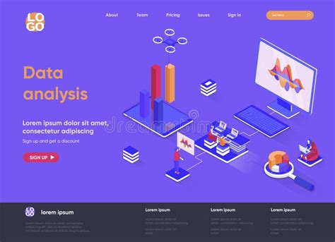 Data Analysis Isometric Landing Page Financial Data Analysis