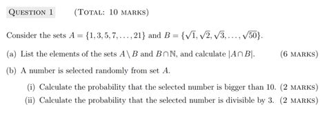 Solved QUESTION TOTAL MARKS Consider The Sets A Chegg Com
