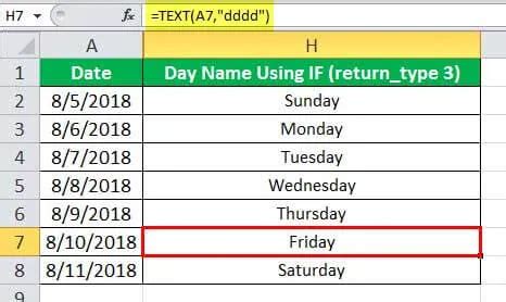 WEEKDAY Function Excel Formula Examples WEEKDAY