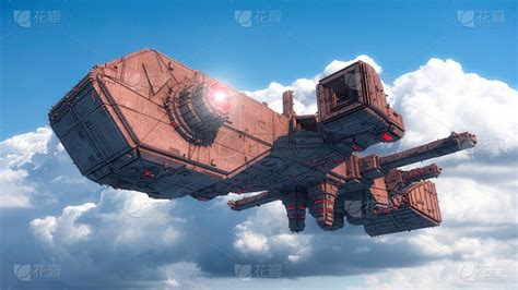 3 D渲染。未来的外星飞船