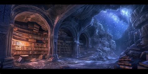 Premium Photo | An ancient library filled with magical books glowing orbs Resplendent