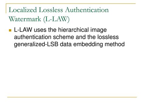 Ppt Lossless Watermarking For Image Authentication A New Framework And An Implementation
