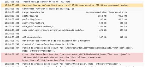 Exceeding Size Limits 50mb For Serverless Functions · Vercel Community · Discussion 103 · Github